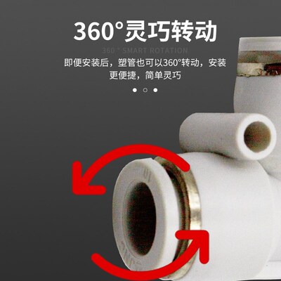 JNC气动快速接头SPC/SPCF螺纹直通SPL二通SPBT正型三通配件白色