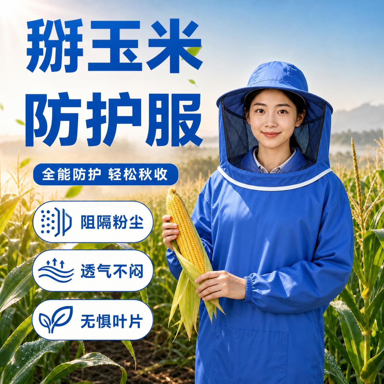掰玉米防护衣服防蚊服防刮脸护脸下地干活防蚊防虫防迷眼面罩透气