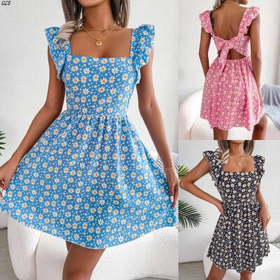 2024夏印花休闲连衣裙女Summer printed casual dress for women