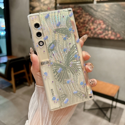 适用荣耀VPurse手机壳VCA一AN00折叠屏vpurs镭射蝴蝶honor华为vpures时尚v炫彩purse透明软壳honorvpurse外壳