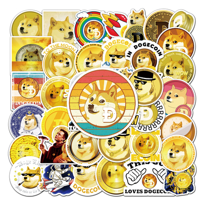 100张防水装饰卡通狗币贴纸