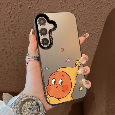 适用于三星GalaxyS25ultra手机壳贴贴黄橙星星人支架彩银s22新品s24+男女款21FE全包note20防摔套简约s23plus