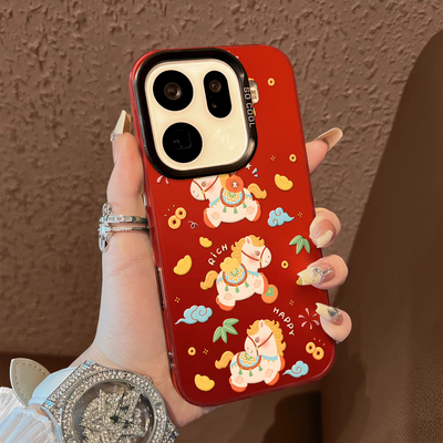 适用于OPPOFindx9pro手机壳幸运马年支架红色彩银新品x7ultra至尊版男女款全包x6/x5防摔保护套简约findx8