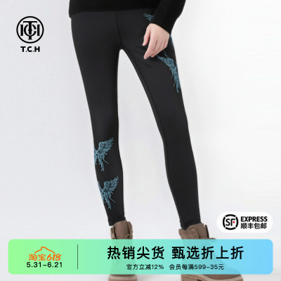 淑女显瘦设计感黑色打底裤