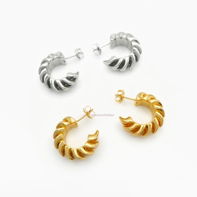 欧美bv螺旋牛角耳钉个性简约设计高级感冷淡风耳环耳饰节日礼物