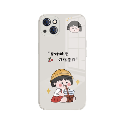 苹果苹果14玻璃卡通情侣防摔