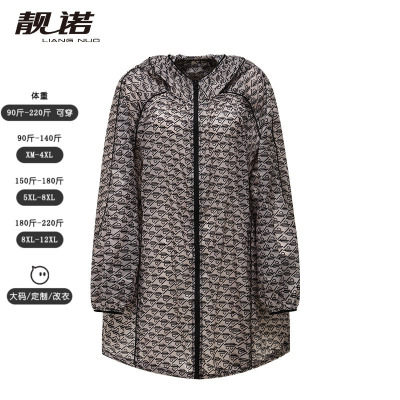 靓诺夏季薄款透气中老年妈妈连帽宽松长外套女LF23223A