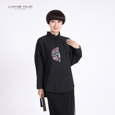 靓诺新中式团绣廓衬衫