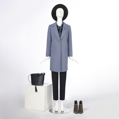 靓诺孔雀蓝麦穗风衣lf18135a