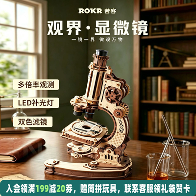 若客观界显微镜手持手工创意积木