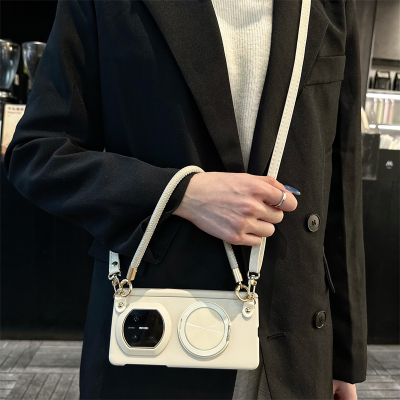 旋转支架折叠手机壳斜挎挂绳