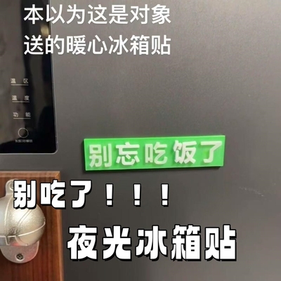 创意别吃了夜光冰箱贴3d打印别忘了吃饭个性搞怪整蛊发光磁吸贴