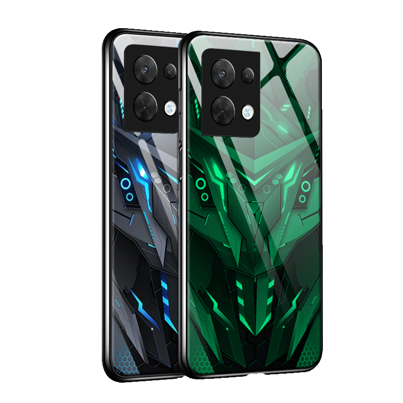 黑色战士适用于opporeno8手机壳男reno6pro新款Reno7se炫酷reno5/4/3/2夜光玻璃5K全包元气版+ace2防摔潮2z套
