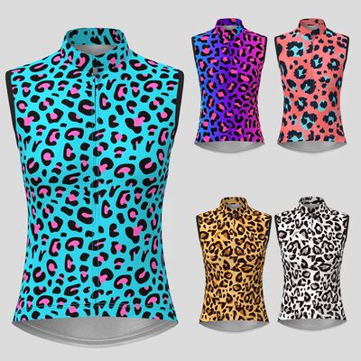 Camiseta de ciclismo con estampado de leopardo azul para muj