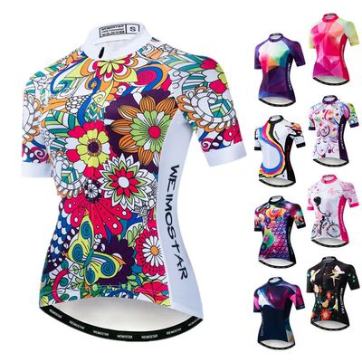 Weimostar-Camiseta de Ciclismo de flores para mujer, ropa de