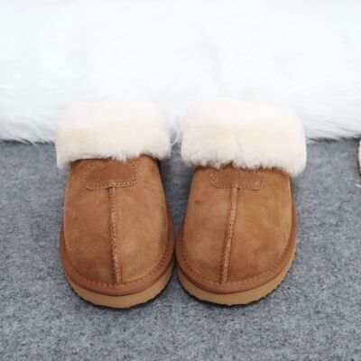 2025 New Natural Sheepskin Fur Slippers Female Winter Slippe