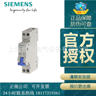 西门子微型漏电断路器5SV9313-1CN06(AC 30MA 1P N 4.5KA C6)现货