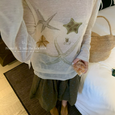 peanut花生家-夏上新海星卡通百搭长袖T恤11283