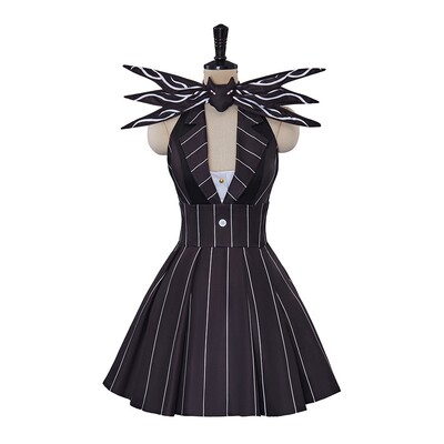 圣诞夜惊魂cos服杰克性转cos服 Jack Skellington 万圣节表演服装