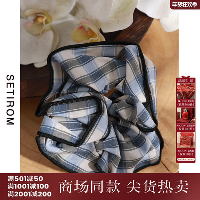 西町村屋法式格纹蝴蝶结发圈女