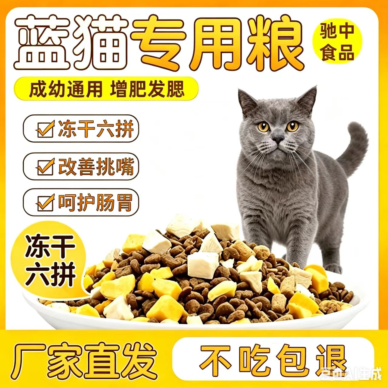 蓝猫专用猫粮10斤幼猫成猫通用型便宜大包装全价冻干粮5875757858