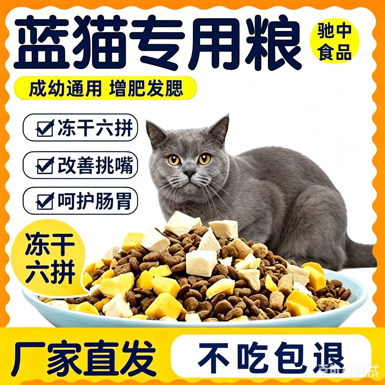 蓝猫专用猫粮10斤幼猫成猫通用型41258大包装全价冻干粮5斤流二月