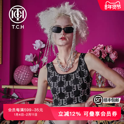 TCH潮牌满印字母设计logo吊带背心夏新款外穿时尚T66B036101