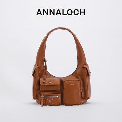 【宣璐同款】ANNALOCH安娜洛赫 再生系列机车包 新款hobo腋下包