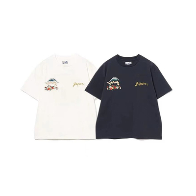 25SS日系复古春夏新款樱花字母舞技刺绣男女同款圆领休闲短袖T恤