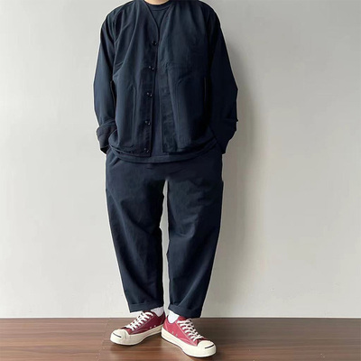 22SS 日系男女款宽松休闲光电子速干锥形九分裤长裤