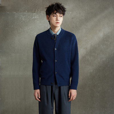 2色纯羊毛开衫外套级重磅毛衣