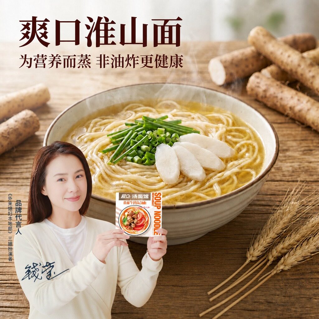 超Q爽口淮山面铁棍山药面非油炸健康轻食简餐早餐独立包装面条