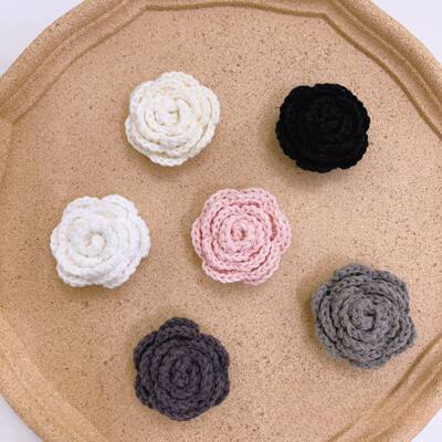 手工编织女装白色毛线花朵胸针女可爱针织胸花别针配饰无品牌