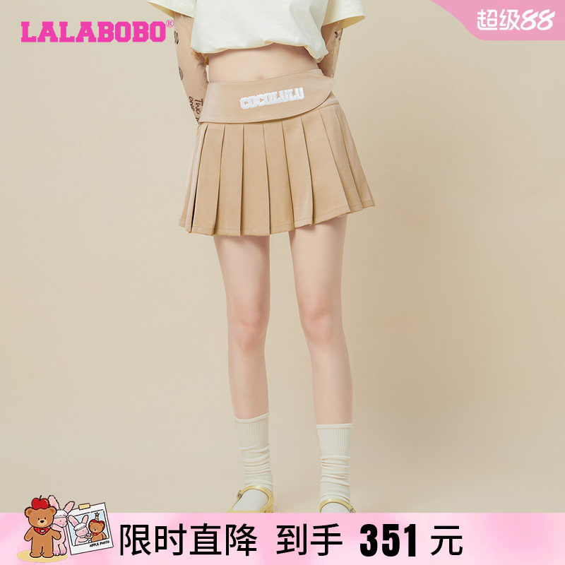 [美拉德]LALABOBO早秋新品款字母百褶梭织短裙半身裙|CBCB-WXZQ20