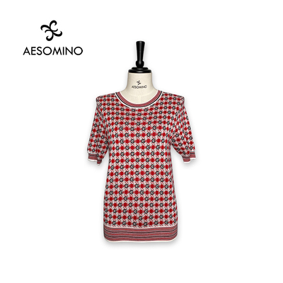 短款针织短袖圆领衣莎美诺