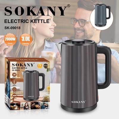 外贸SOKANY09018电水壶3L烧水壶带灯防干烧水壶ELECTRIC KETTLE