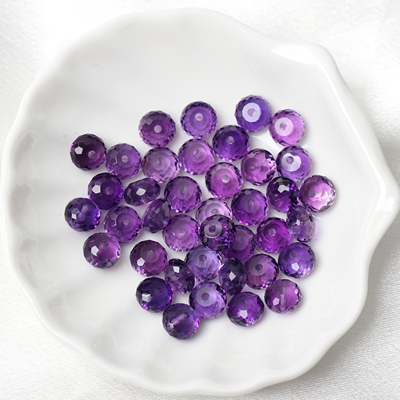 干净体紫水晶刻面散珠盘珠女男紫色水晶刻面隔珠散珠紫水晶隔片
