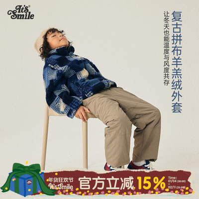 Itssmile复古牛仔羊羔绒外套