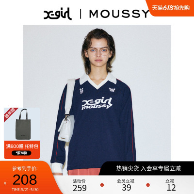 moussy美式校园风针织衫
