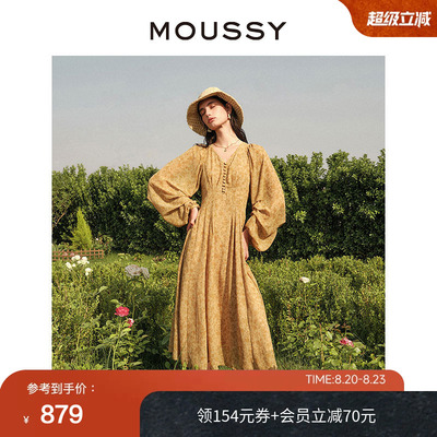 moussy 夏季新款南法度假风碎花气质浪漫连衣裙028ISX33-3711