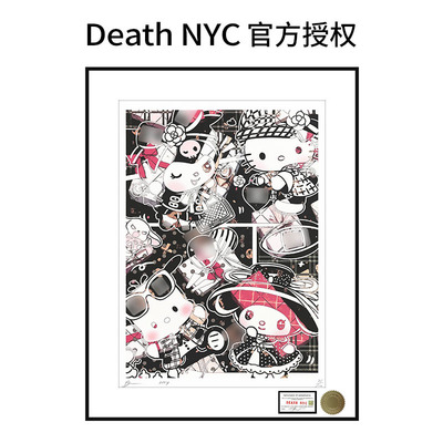 Death NYC亲签限量版画凯蒂猫潮流装饰画hellokitty女孩房间挂画