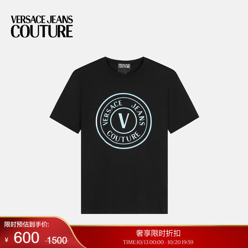 【季末优惠】VERSACE JEANS COUTURE 男士印花棉质平纹针织T恤