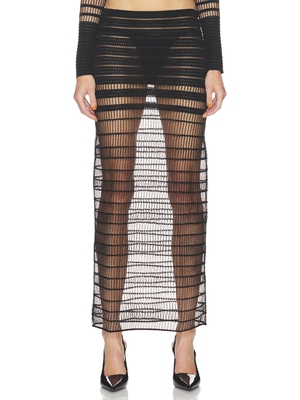 HAELO *骨感蕾丝系列 黑色渐变透织网格长裙