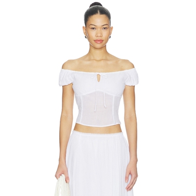 GUIZIO白色上衣一字肩绑带镂空甜美风新品短款背心内搭REVOLVE