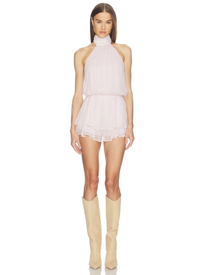 LOBA Lucia 浅粉色挂脖雪纺连体短裤高腰显瘦迷你连体衣REVOLVE