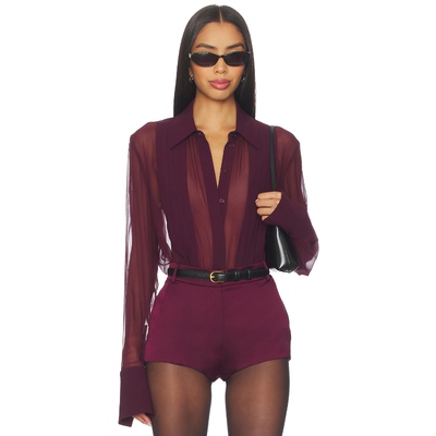 [夏季新品]SANS FAFF MEGHAN 透视女衬衫 酒红色REVOLVE小众