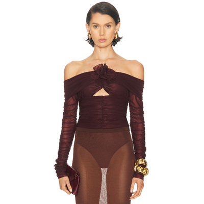 MARIANNA SENCHINA FLOWER BLOOM 上装 酒红色REVOLVE