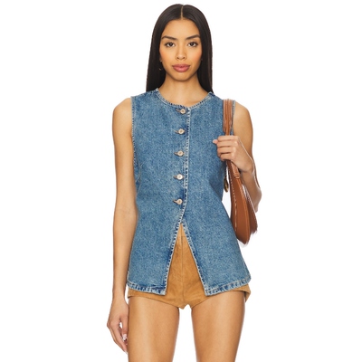 【海外直邮】Free People 无袖背心蓝色牛仔马甲REVOLVE小众新款