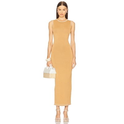 SNDYS 简约无袖针织连衣裙保暖棕黄色修身长裙REVOLVE