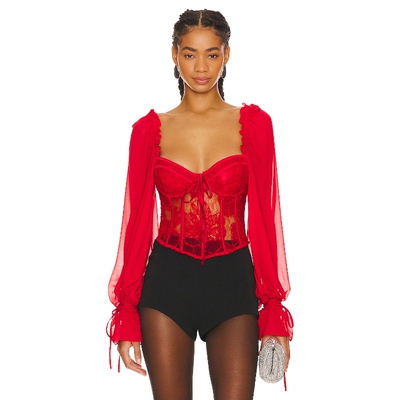 For Love & Lemons SADE 上装长袖上衣revolve时尚小众新款
